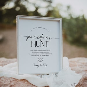 Pacifier Hunt Baby Shower Game, Pacifier Hunt Game, Modern Minimalist ...