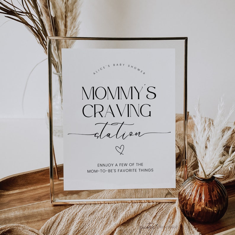 Mommy’s Craving Station Sign, Minimalist Baby Shower Sign, Dessert ...