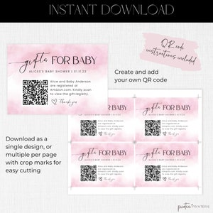 Baby Shower QR Code Gift Registry Card, Gift Registry QR Code ...