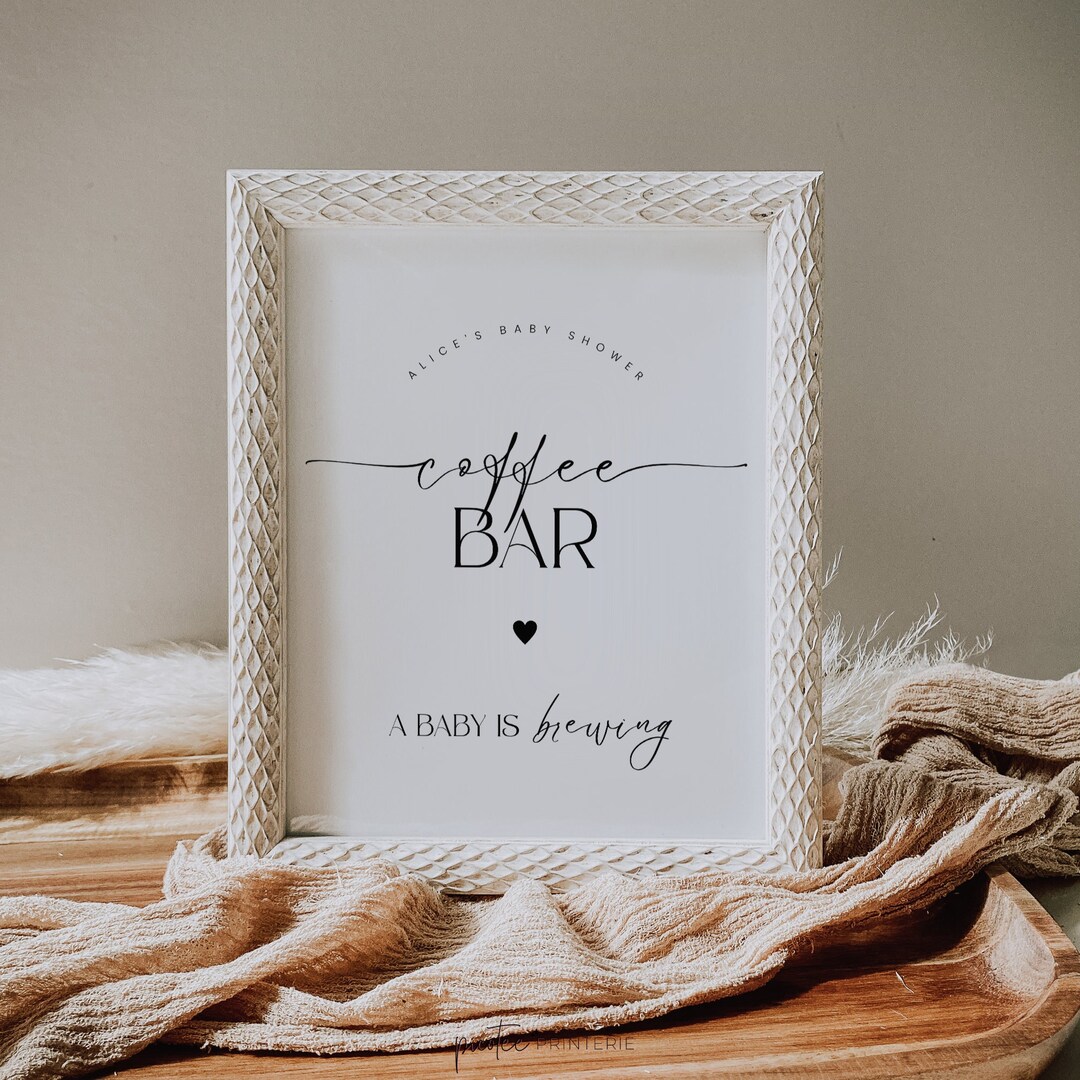 Coffee Bar Sign, Baby Shower Coffee Bar Sign, Minimalist Baby Shower ...