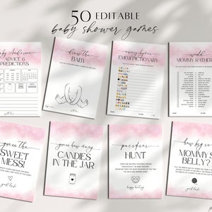Pink Baby Shower Game Bundle, Printable Baby Shower Games Bundle ...