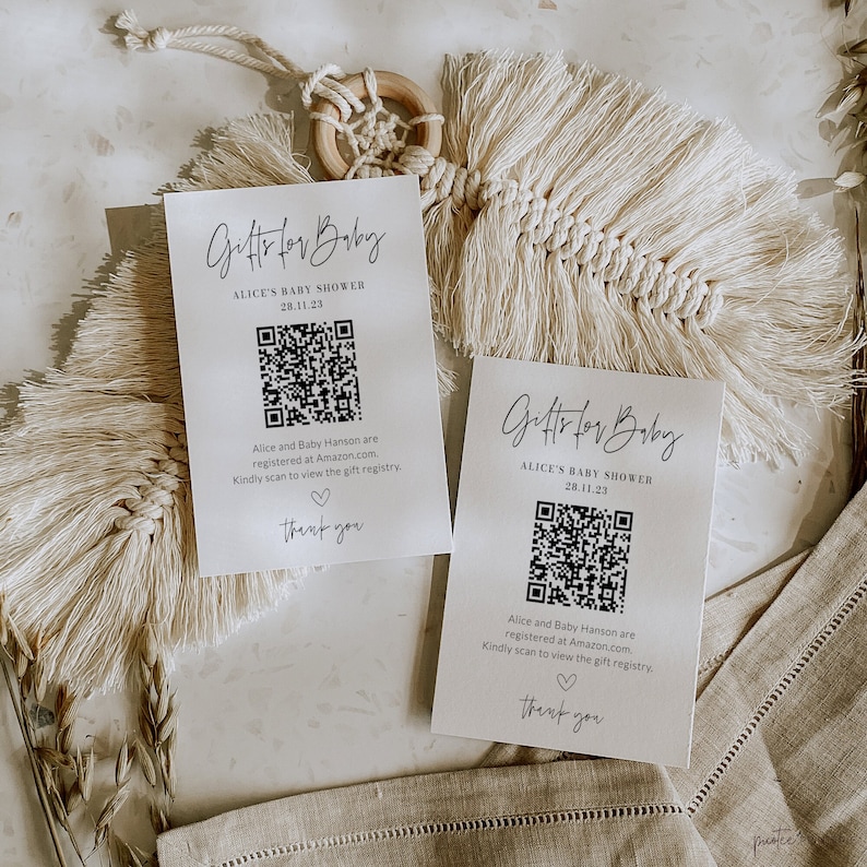 Baby Shower Gift Registry Card QR Code, Baby Gift QR Code, Minimalist ...