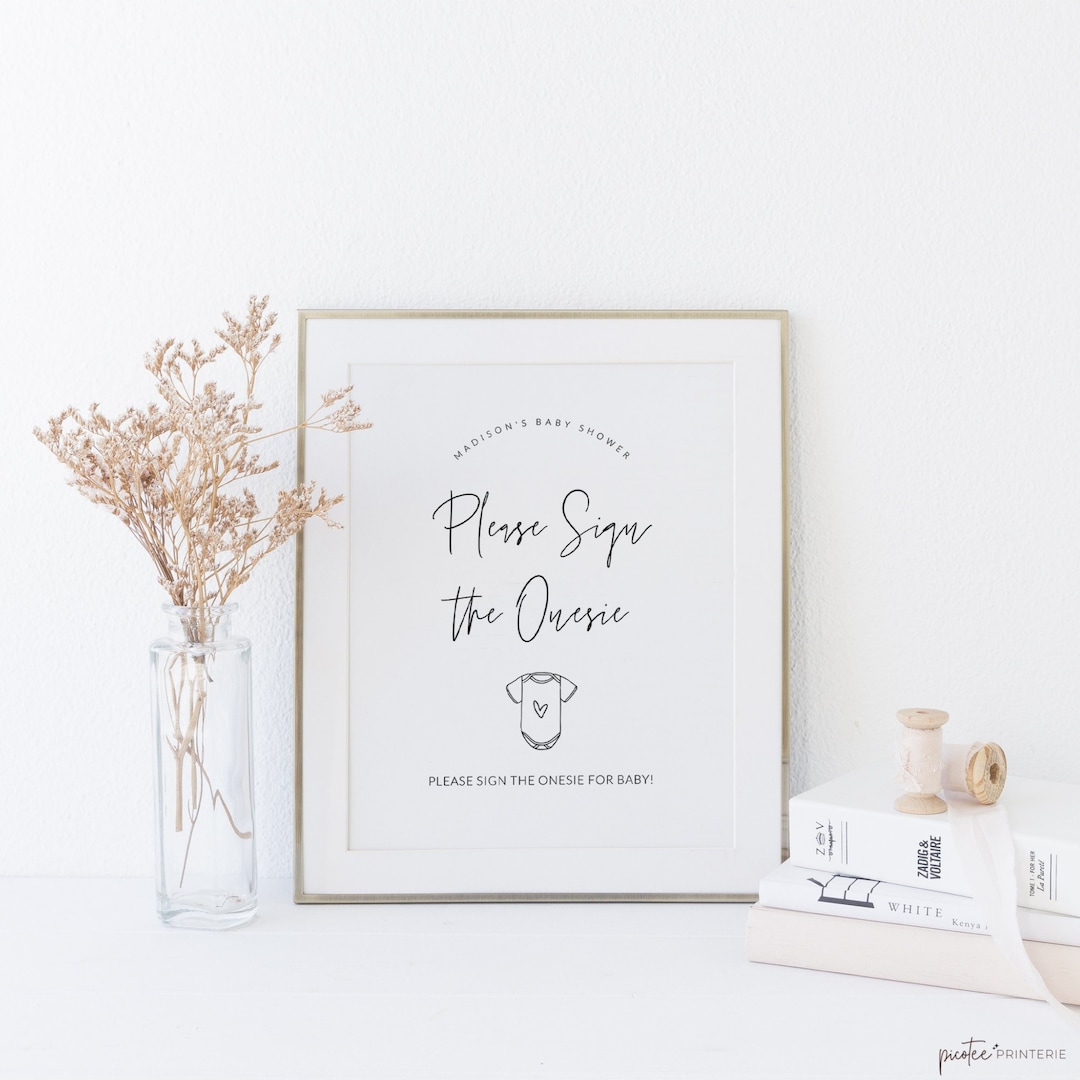 Baby Shower Sign the Onesie Sign, Minimalist Baby Onesie Guestbook ...