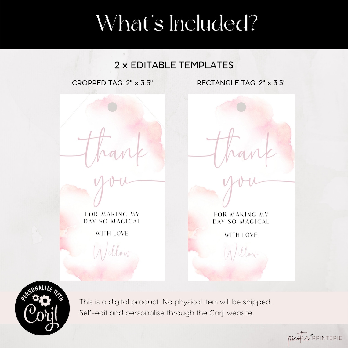 Editable Thank You Gift Tags Custom Thank You Tag - Etsy