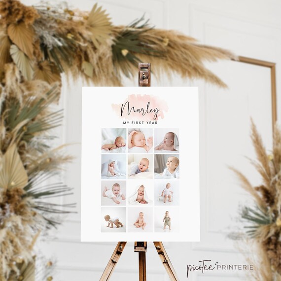 My 1st Year Photo Poster Template Printable Baby's First - Etsy