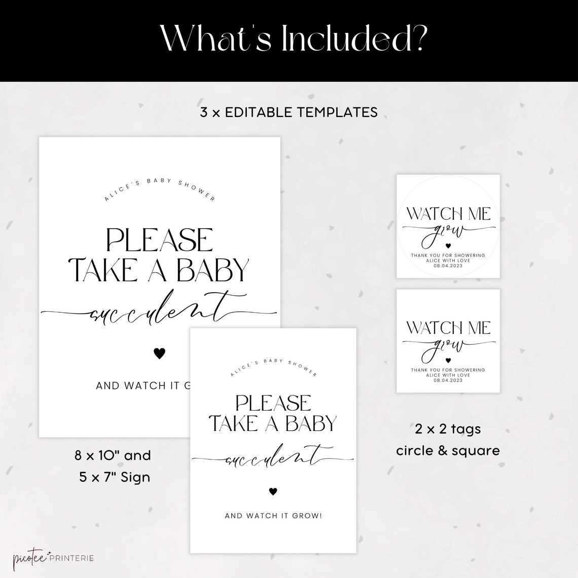 Baby Shower Succulent Favor Sign Watch Baby Grow Succulent - Etsy