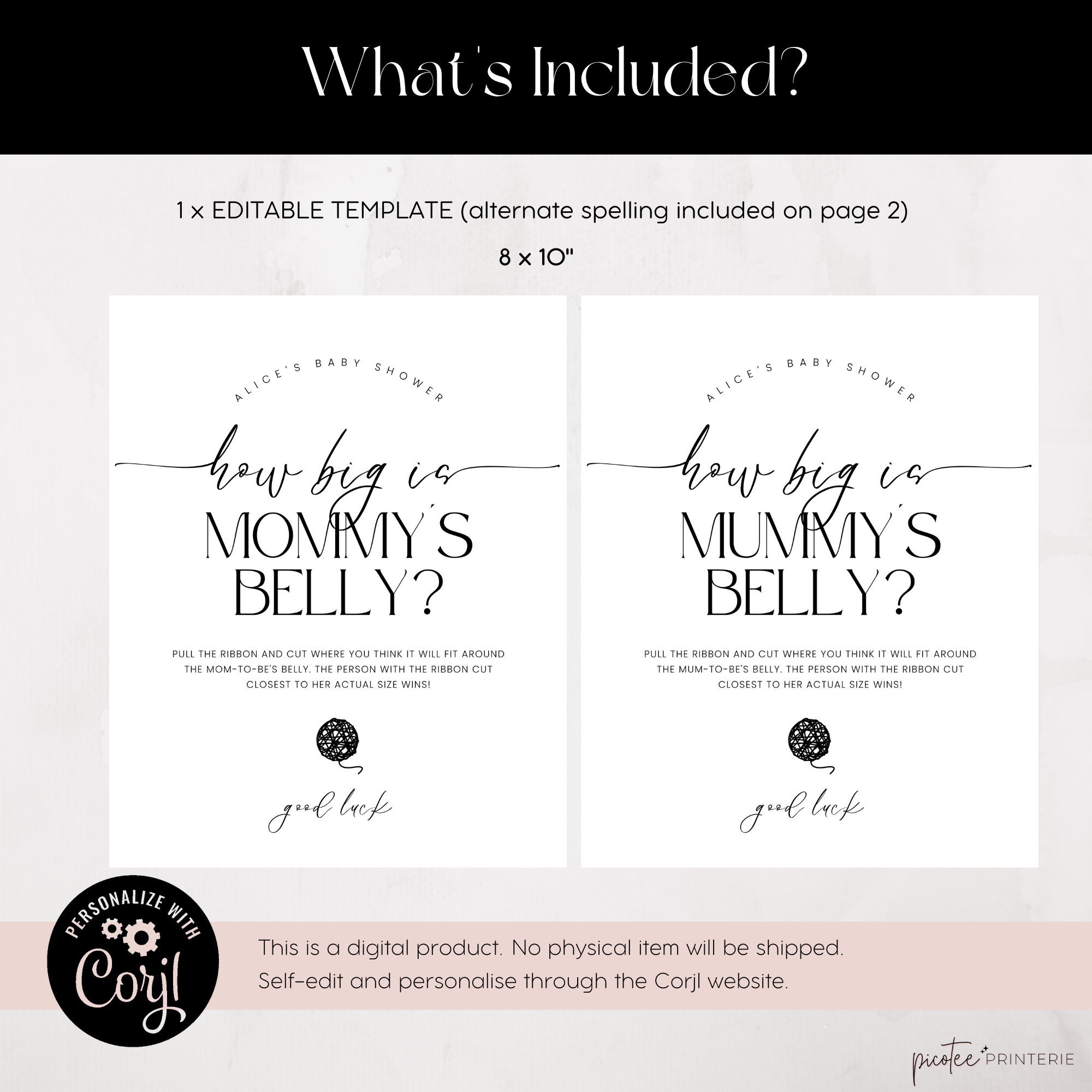 How Big is Mommy's Belly Game Belly Measuring Baby Shower - Etsy Australia