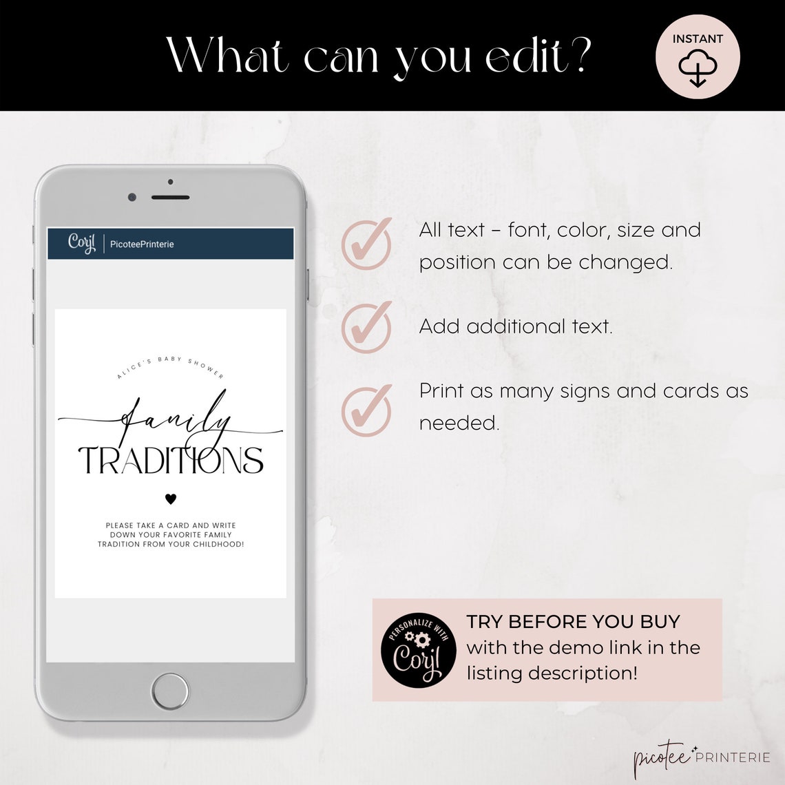 Family Traditions Sign and Card Modern Minimalist Baby Shower - Etsy