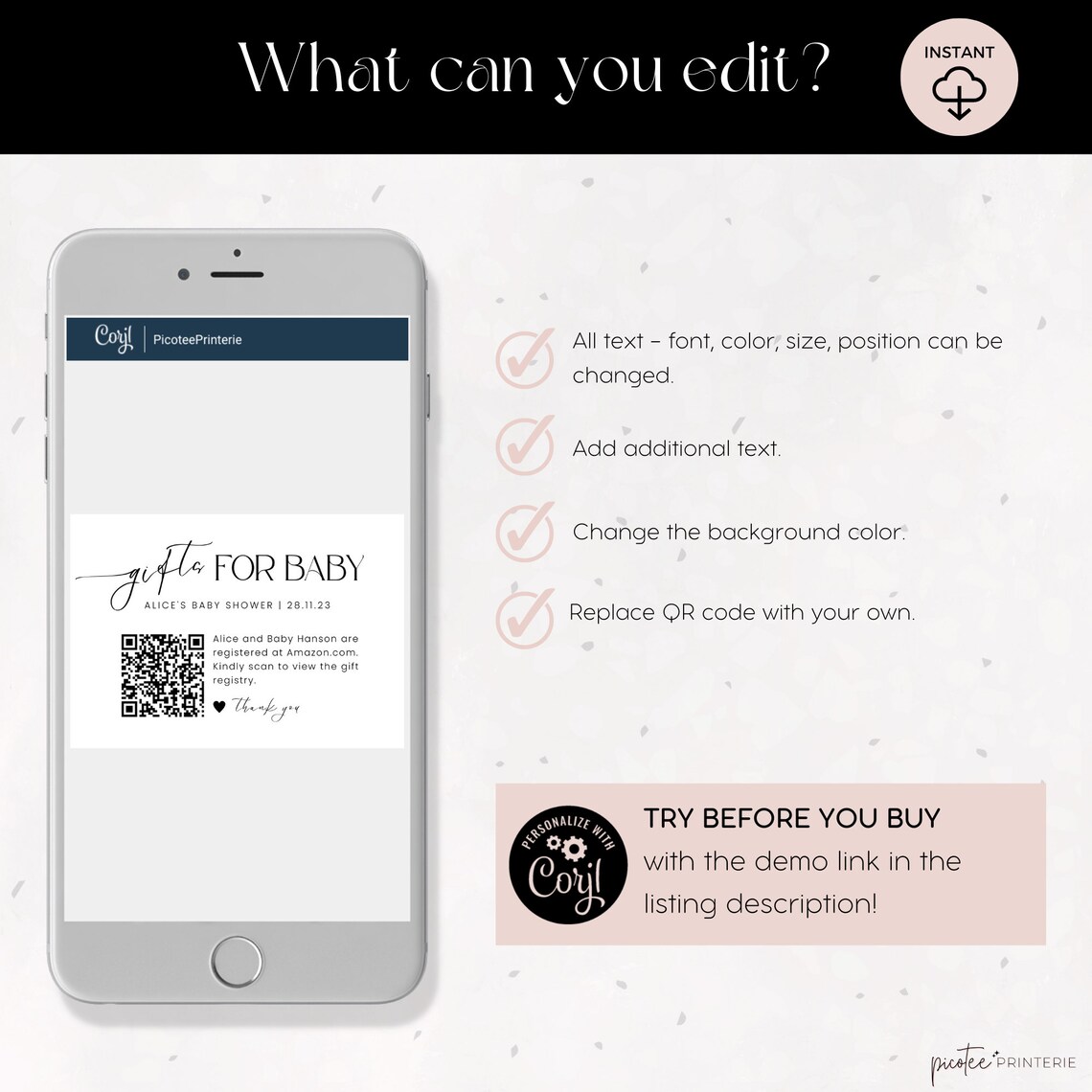 Baby Shower QR Code Gift Registry Card Gift Registry QR Code - Etsy