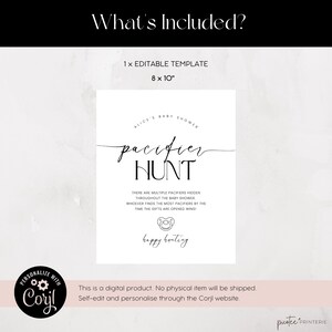 Pacifier Hunt Baby Shower Game, Pacifier Hunt Game, Modern Minimalist ...