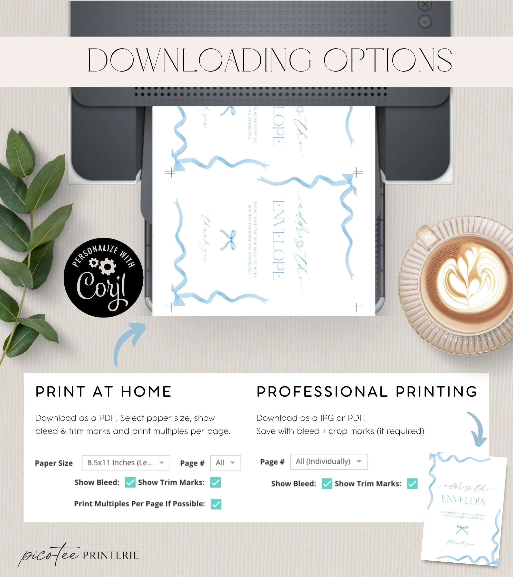 Blue Bow Address the Envelope Sign Printable, Coquette Boy Baby Shower ...