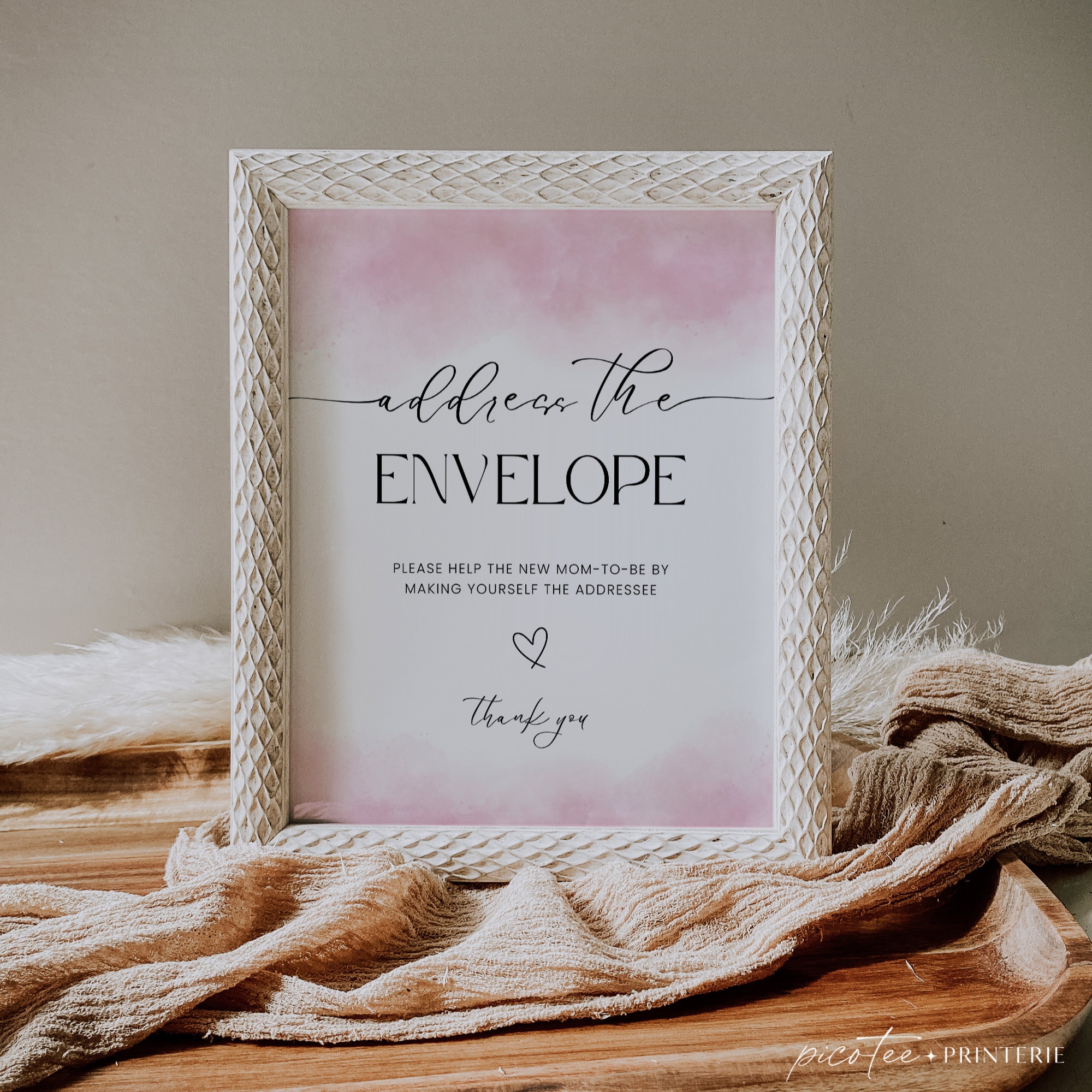 Address the Envelope Pink, Modern Baby Shower Sign Girl, Write Your ...