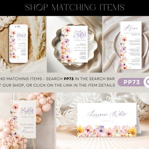 Wildflower Dinner Menu Printable Template, Modern Bright Floral ...