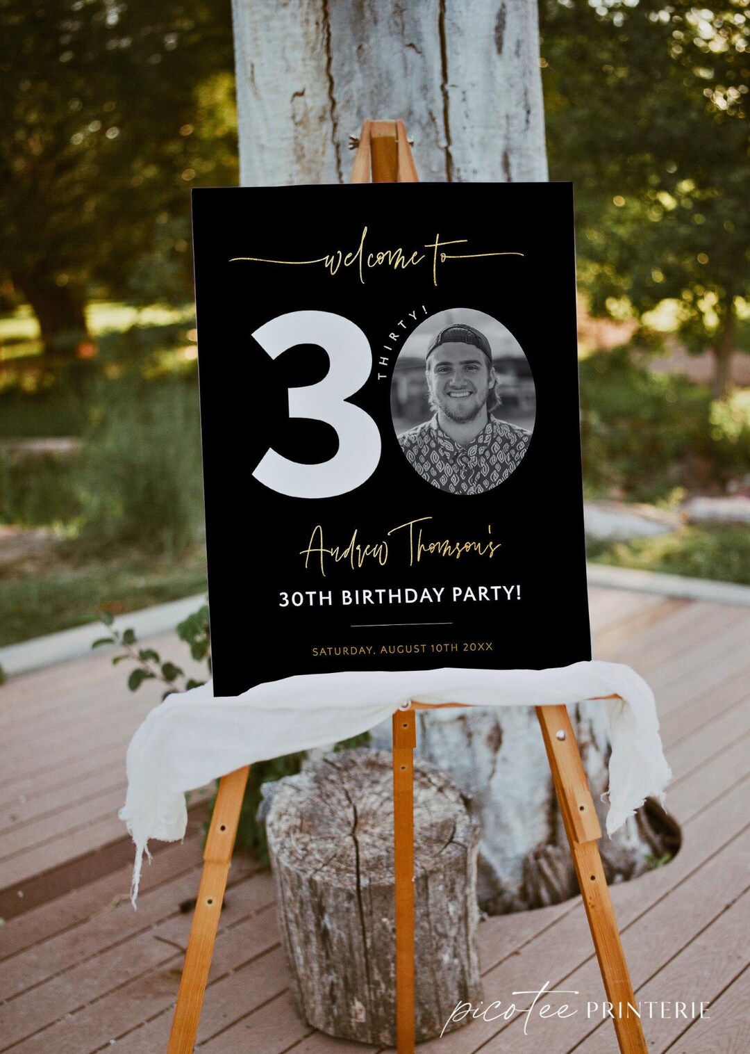 30th Birthday Party Men's Welcome Sign Photo Template, Look Who's 30 ...