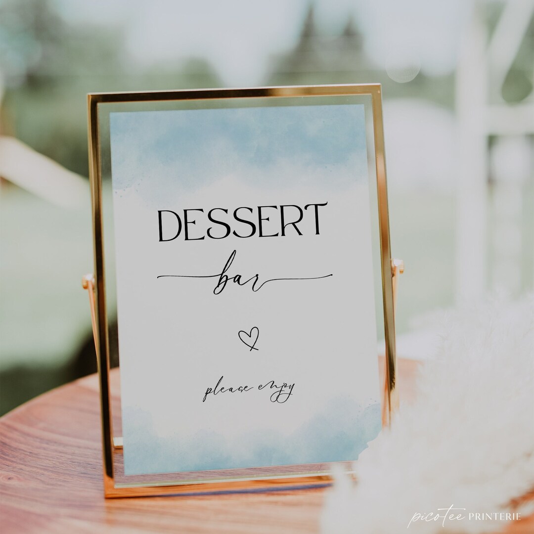 Dessert Bar Sign Baby Shower, Printable Dessert Table Sign Blue ...