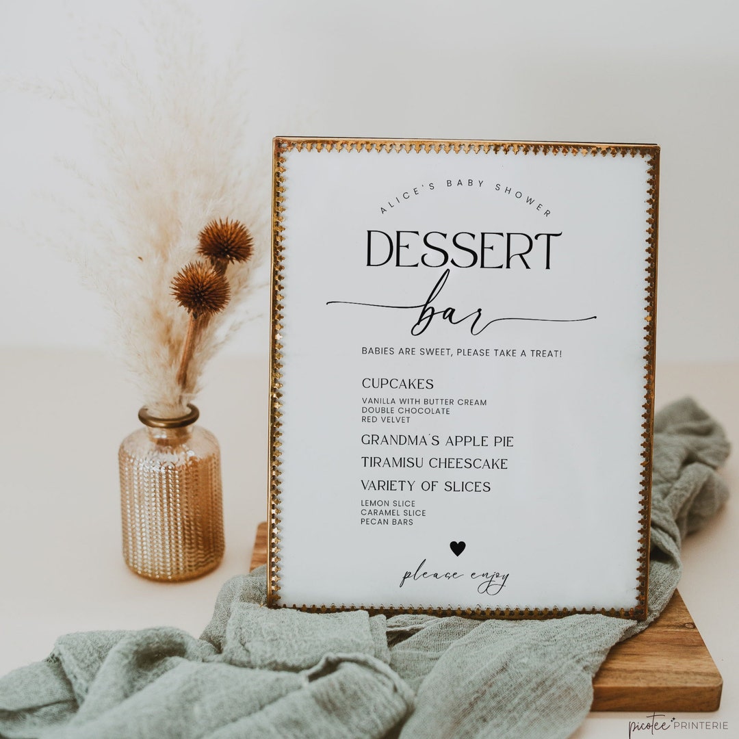 Dessert Bar Sign, Dessert Table Baby Shower Sign, Minimalist Baby ...
