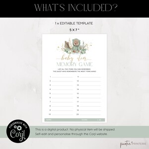 Baby Memory Game, Guess the Baby Items, Boho Baby Shower, Baby Memory ...