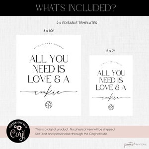 All You Need is Love and A Cookie Sign, Minimalist Baby Shower Dessert ...