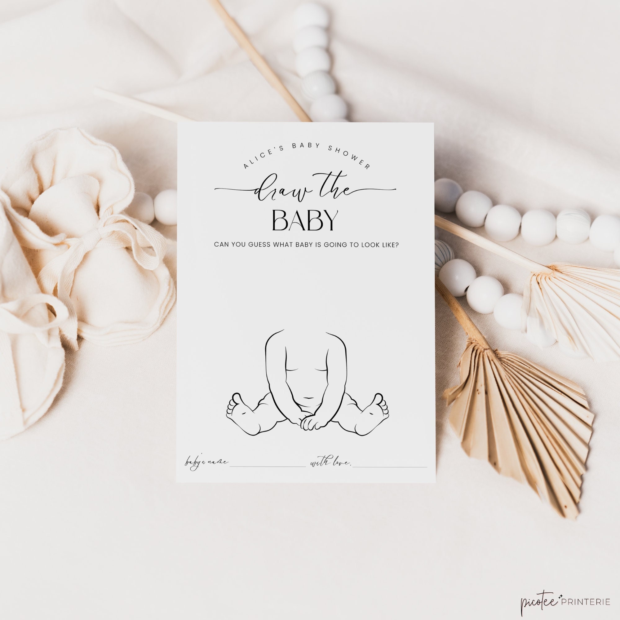 Draw Baby Shower Game Draw the Baby Game Modern Minimalist - Etsy Australia