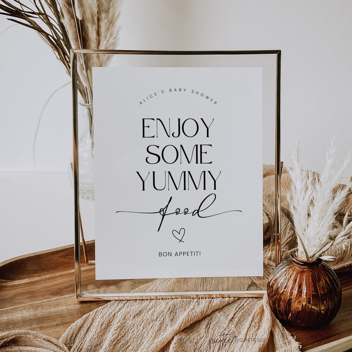 Enjoy Some Food Sign, Minimalist Baby Shower Sign, Printable Food Bar ...