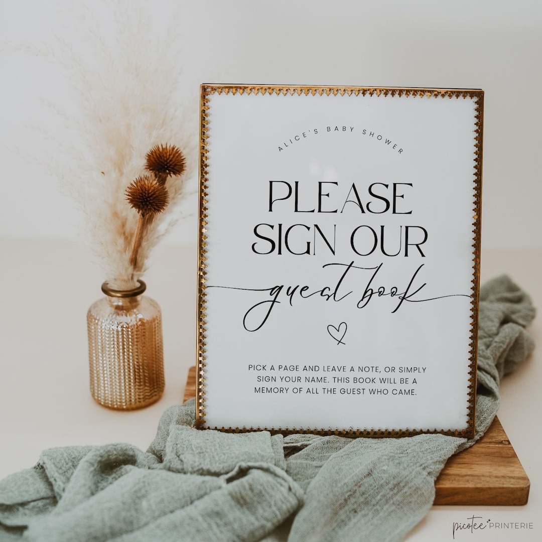 Baby Shower Guest Book Sign, Please Sign Our Guest Book, Minimalist ...