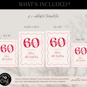 Wavy Border Welcome Sign 60th Birthday Women, Pink Scalloped 60th ...