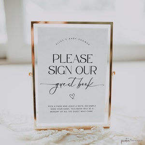 Baby Shower Guest Book Sign, Please Sign Our Guest Book, Minimalist ...