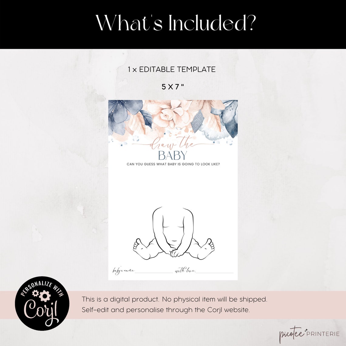 Draw Baby Shower Game Draw the Baby Game Gender Neutral Baby - Etsy