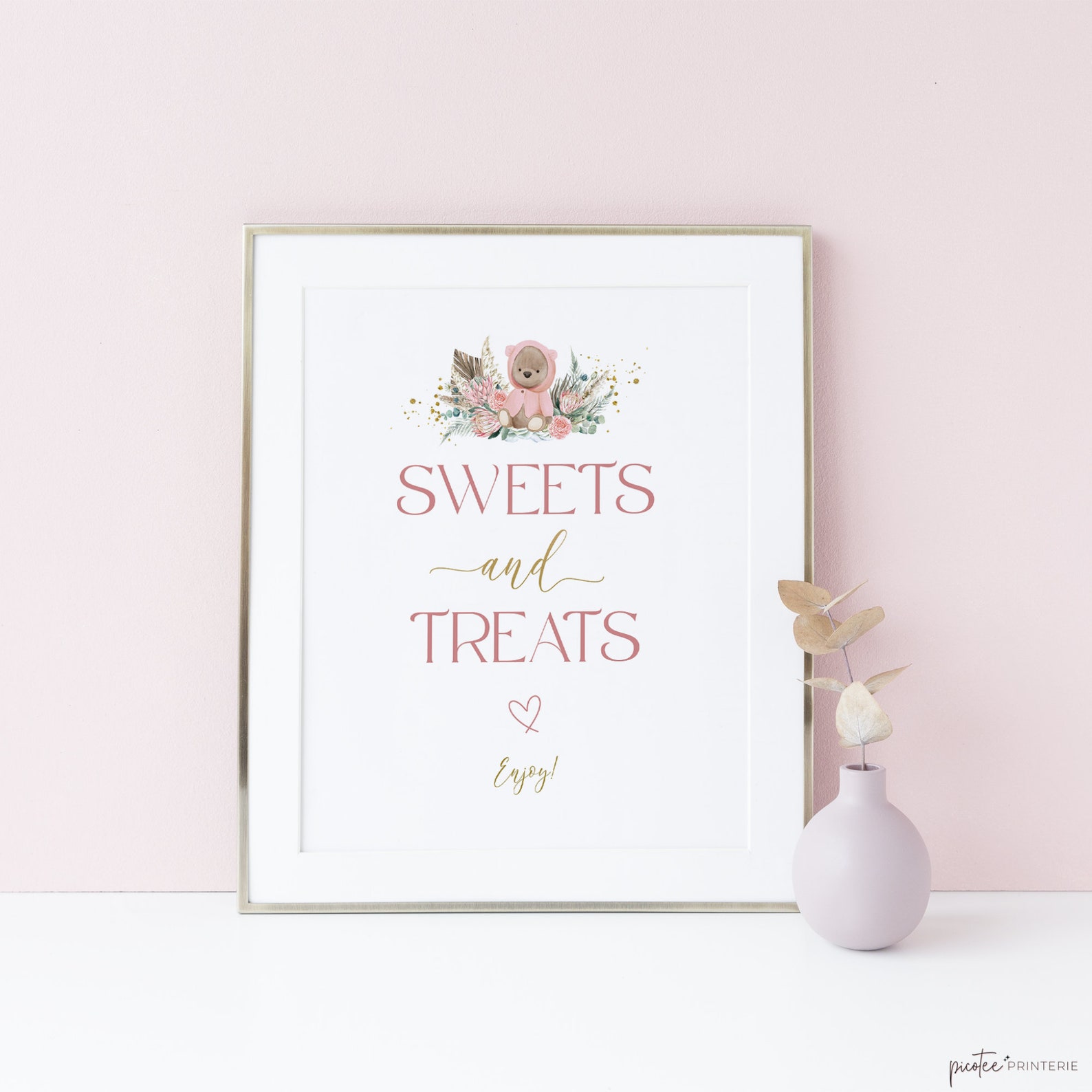 Baby Shower Sweets and Treats Sign, Printable Dessert Table Bar Sign ...