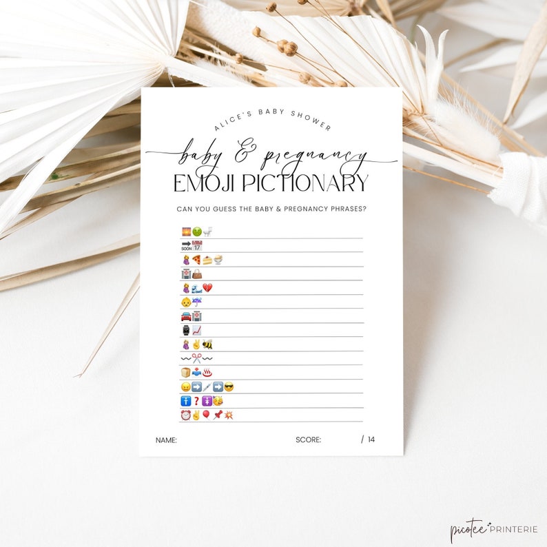 Emoji Pictionary Baby Shower Game Minimalist Baby Shower Game - Etsy