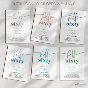 60th Birthday Party Invitation for Him, Hello Sixty Invitation Template ...