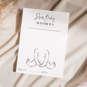 Draw the Baby Game, Minimalist Draw Baby Shower Game, Printable Guess ...