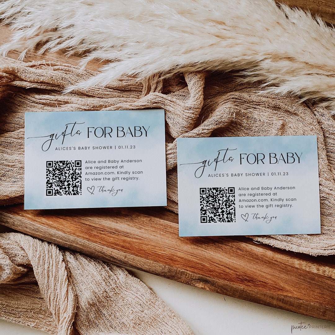 Baby Shower QR Code Gift Registry Card, Baby Gift QR Code, Minimalist ...