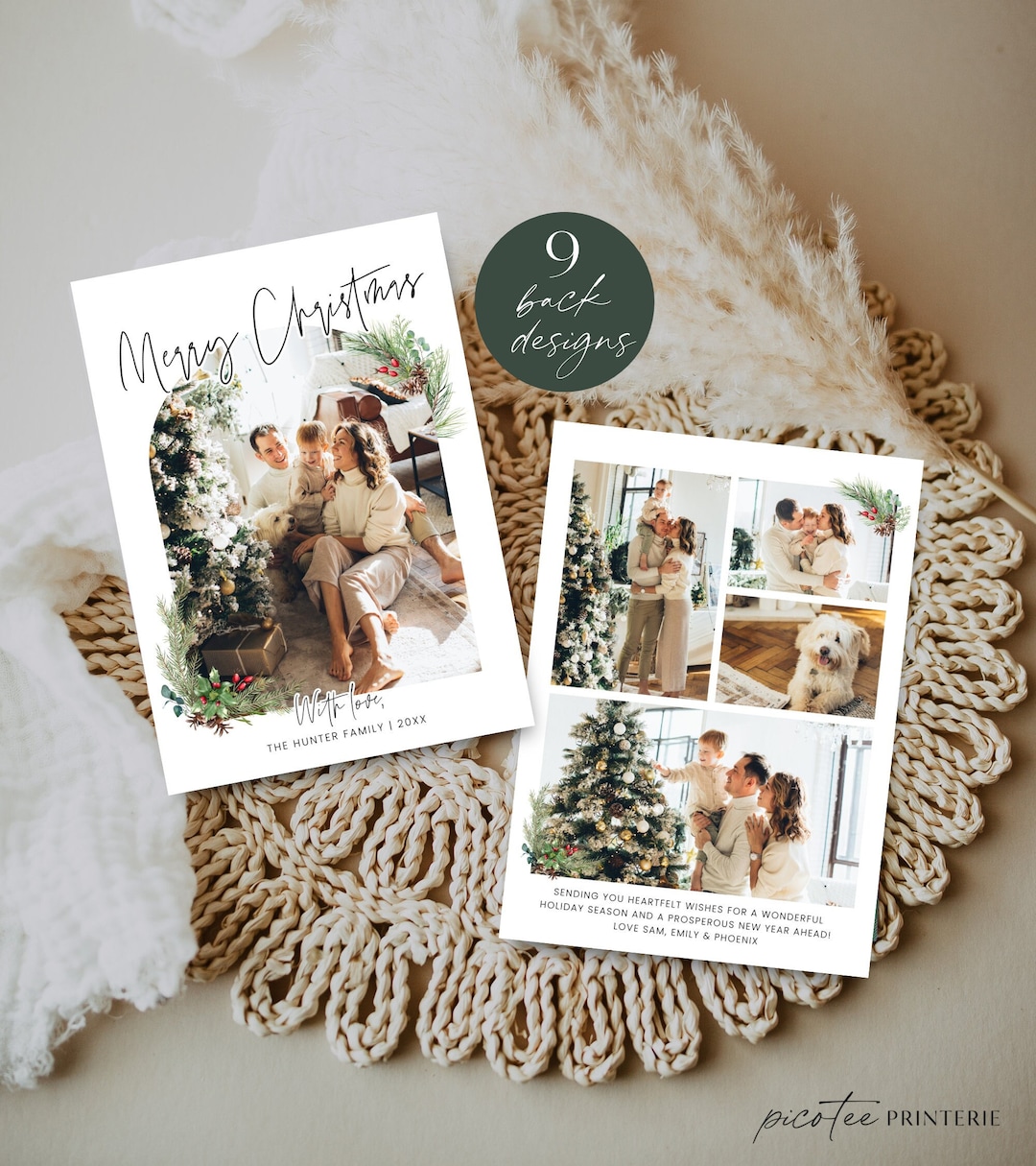 Merry Christmas Photo Card Printable, Minimalist Arch Christmas Photo ...