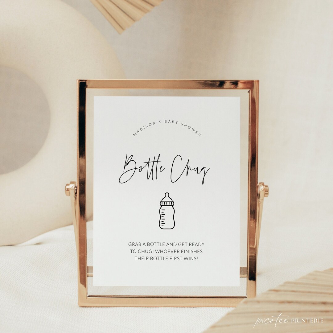 Baby Shower Bottle Chug Sign Printable, Baby Bottle Chugging Game ...