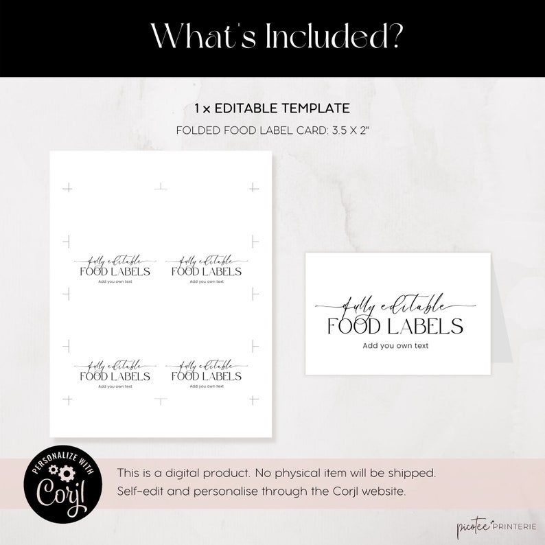 Baby Shower Food Labels, Minimalist Food Label Card, Food Tent Card ...