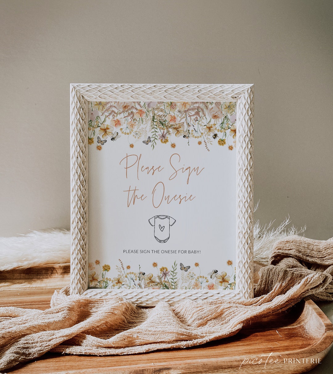 Baby Shower Sign the Onesie Sign, Minimalist Baby Onesie Guestbook ...
