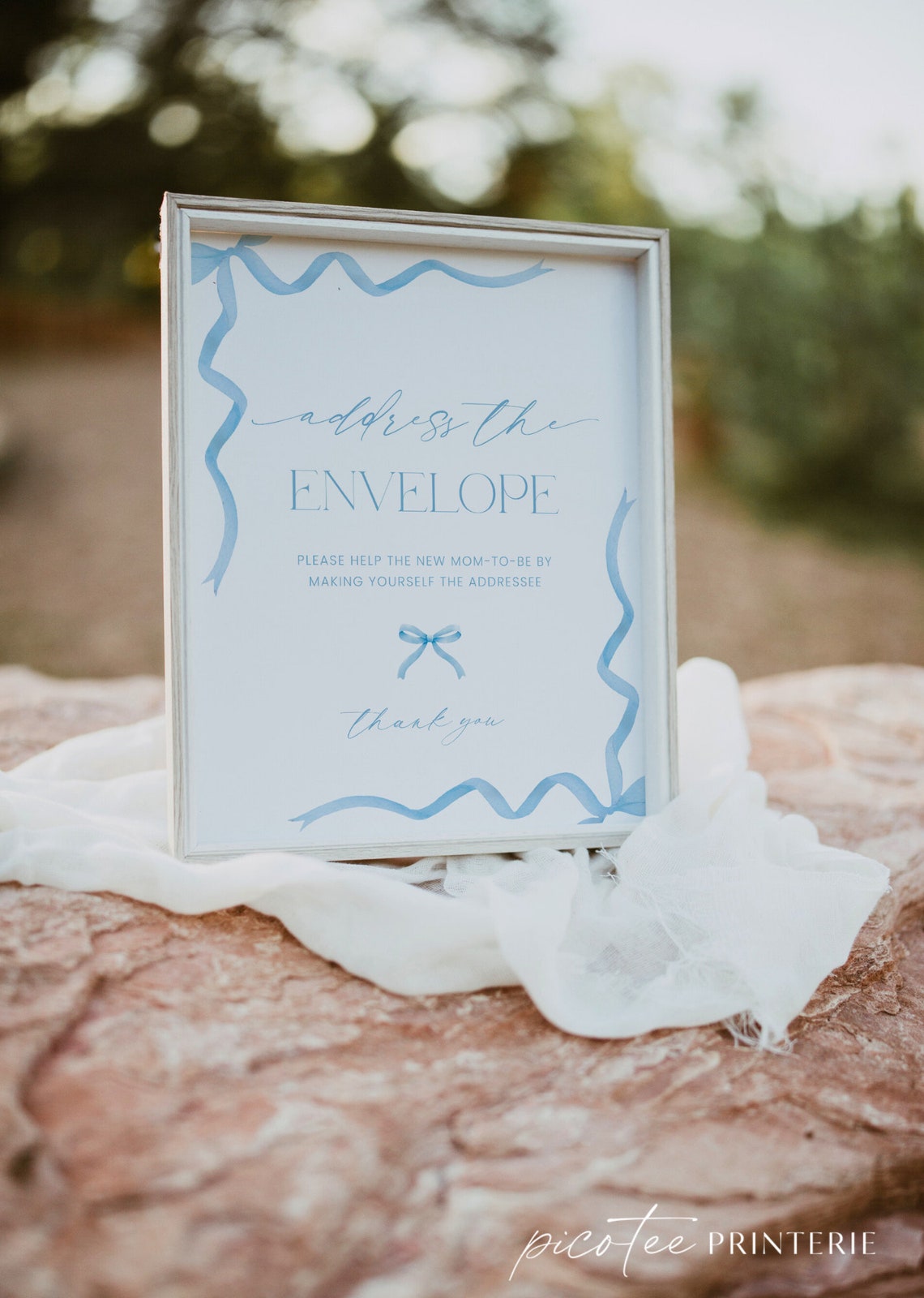 Blue Bow Address the Envelope Sign Printable, Coquette Boy Baby Shower ...
