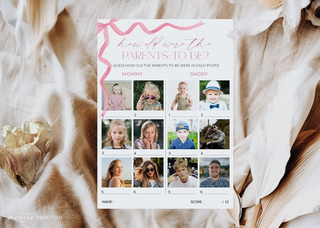 Coquette Pink Bow How Old Were the Parents to Be, Printable Baby Photo ...