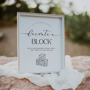 Decorate A Block Baby Shower Sign, Minimalist Sign Printable, Decorate ...