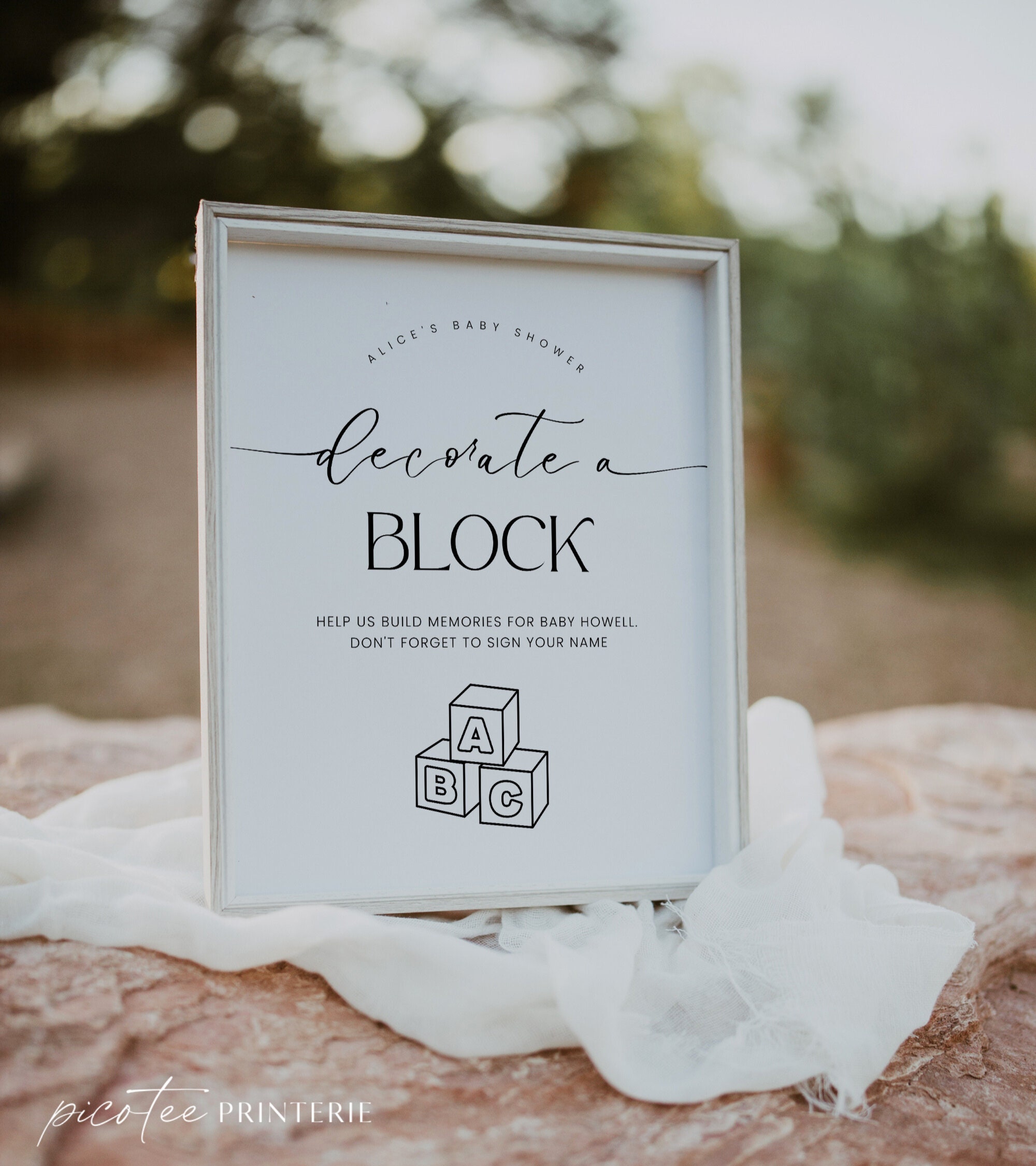 Decorate A Block Baby Shower Sign, Minimalist Sign Printable, Decorate ...