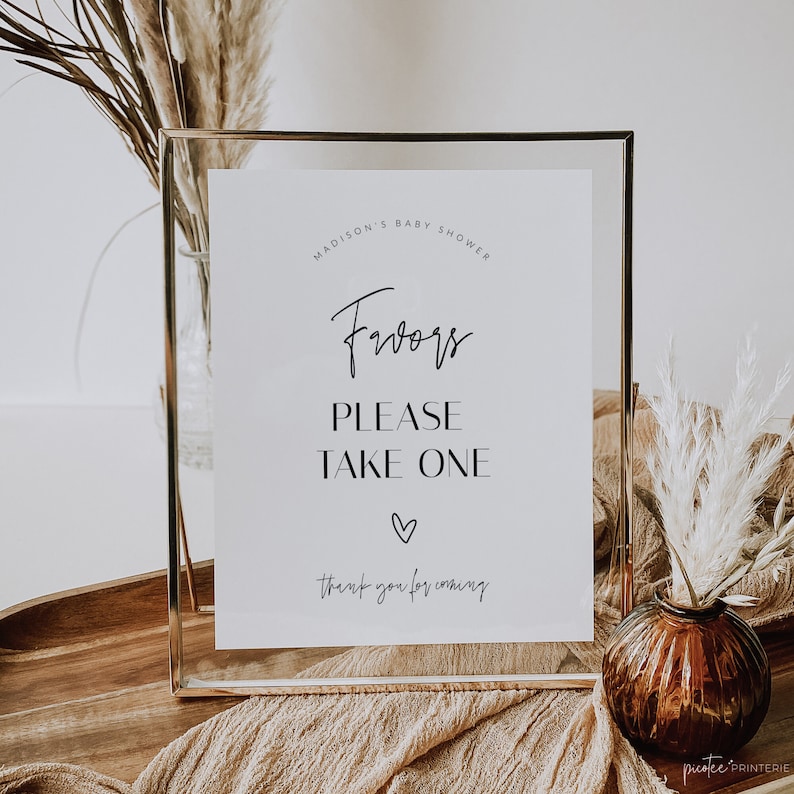Baby Shower Favor Sign, Printable Favor Table Sign, Minimalist Baby ...