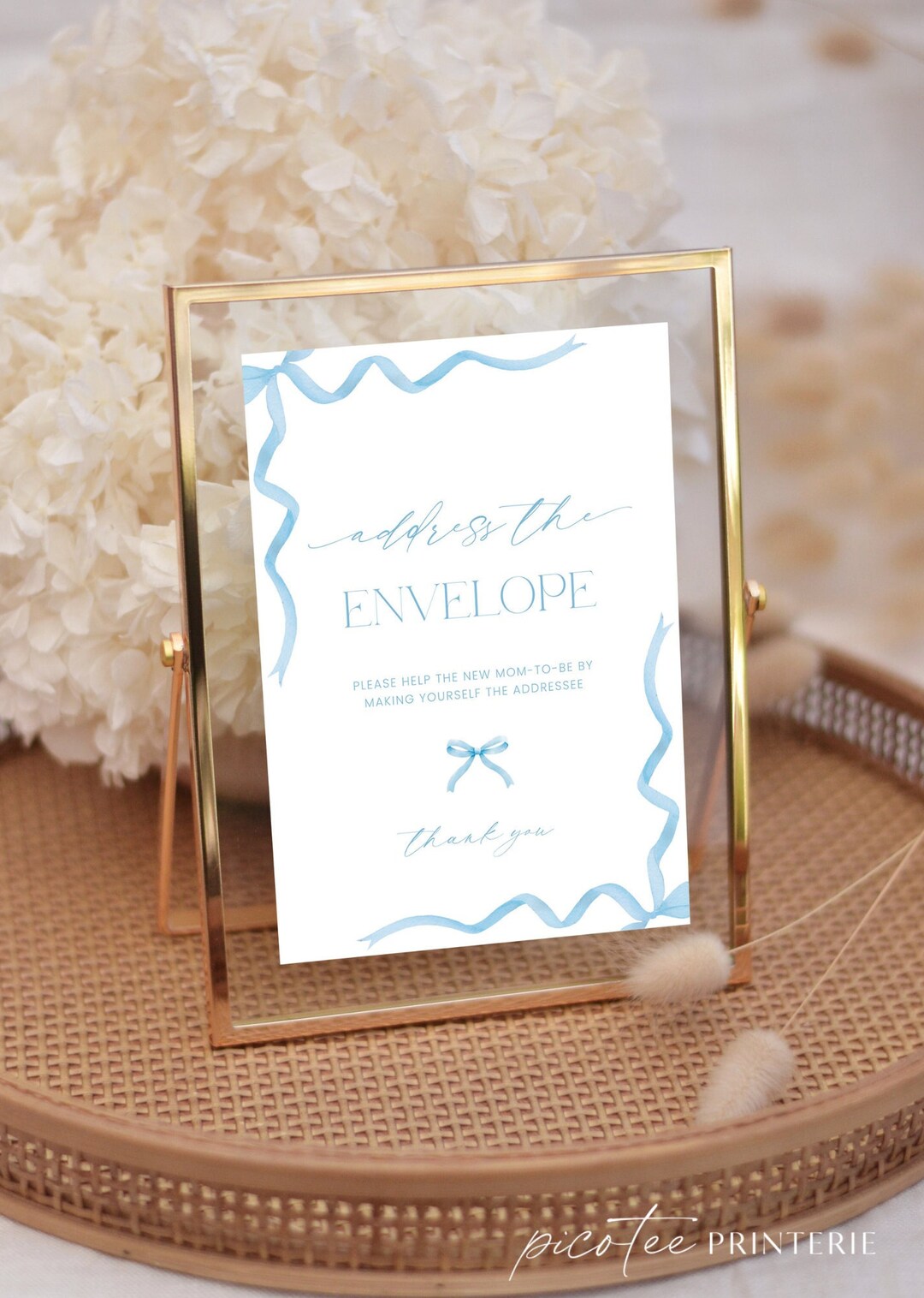 Blue Bow Address the Envelope Sign Printable, Coquette Boy Baby Shower ...