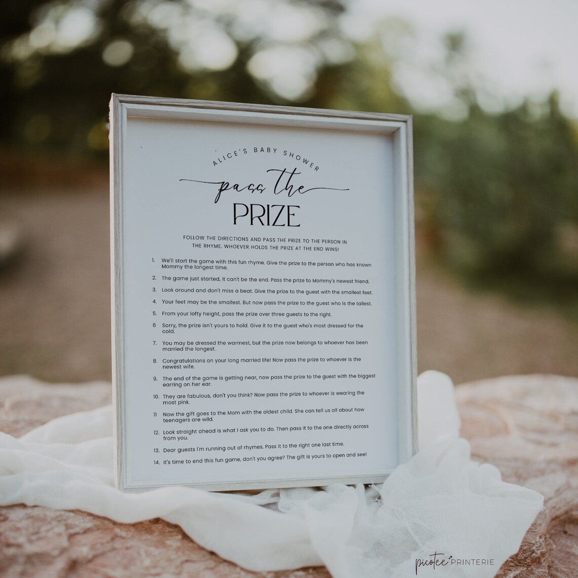 Pass the Prize Poem Baby Shower, Pass the Rhyme, Pass the Poem, Baby ...