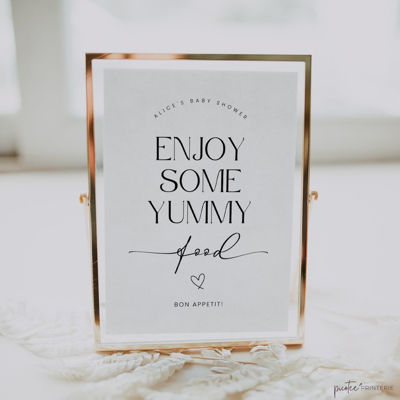 Enjoy Some Food Sign, Minimalist Baby Shower Sign, Printable Food Bar ...