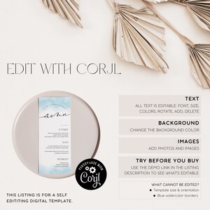 Menu Template Baby Shower, Blue Minimalist Editable Menu Card, Lunch ...
