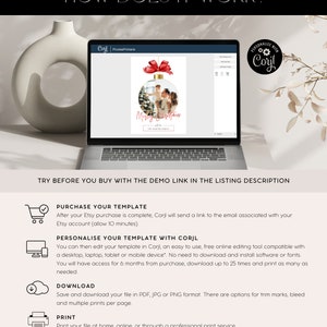 Modern Christmas Photo Card Template, Editable Bauble Merry Christmas ...