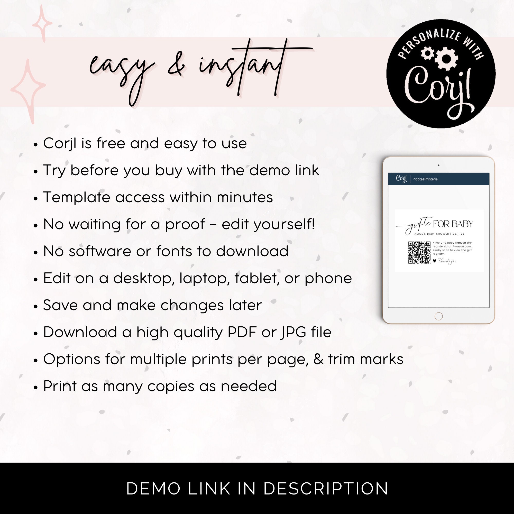 Baby Shower QR Code Gift Registry Card, Gift Registry QR Code ...