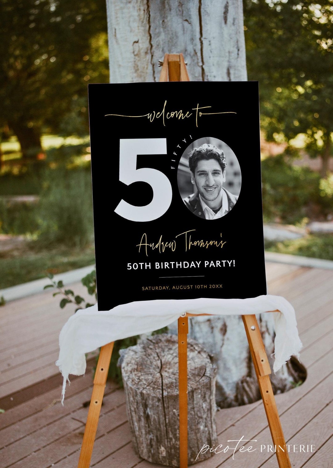Men's 50 Welcome Sign With Photo Template, Look Who's 50 Birthday Party ...