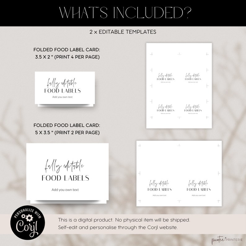Minimalist Baby Shower Food Labels, Editable Food Place Card, Food Tent ...